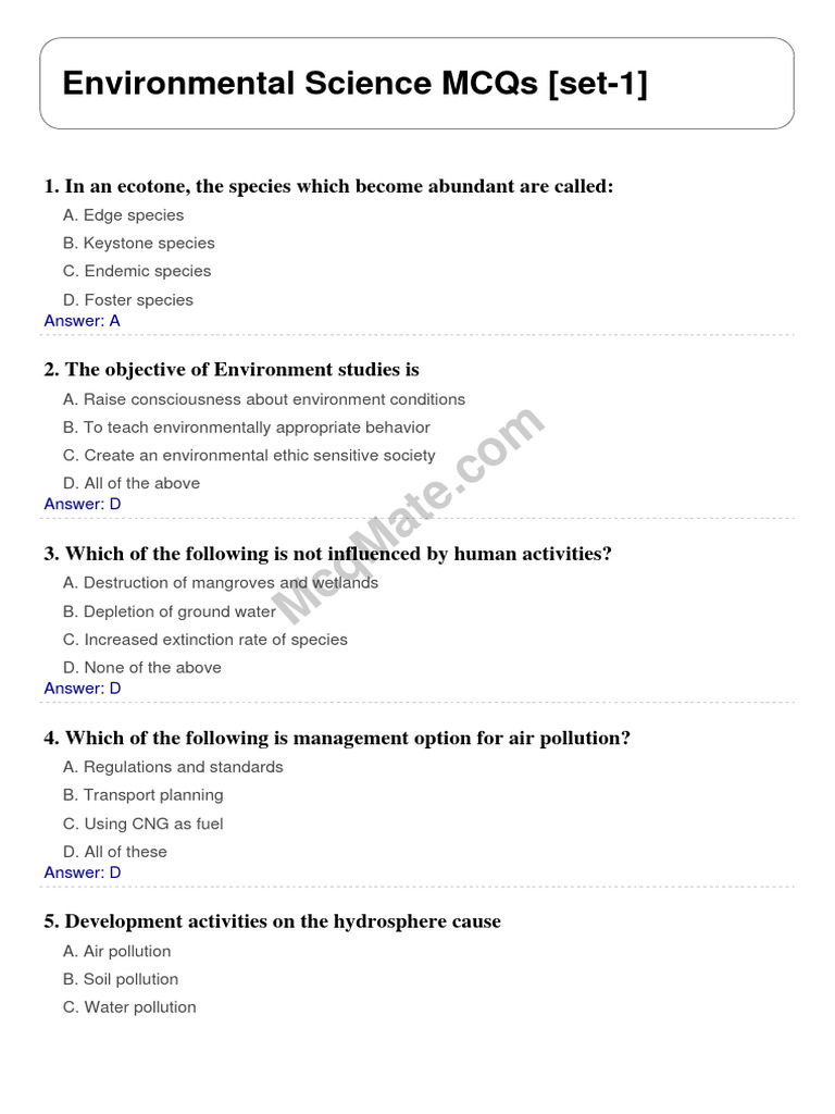 Environmental Science Set 1 | PDF | Soil | Agriculture