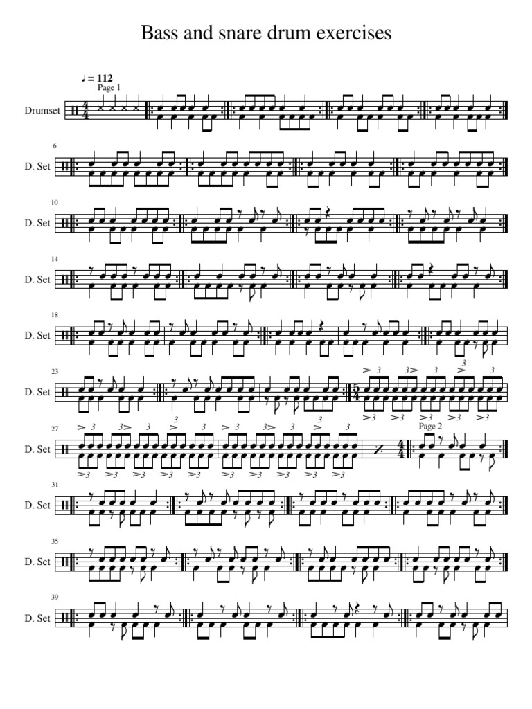 Bass and Snare Drum Exercises Guide | PDF | Gaiaphones | Music Technology