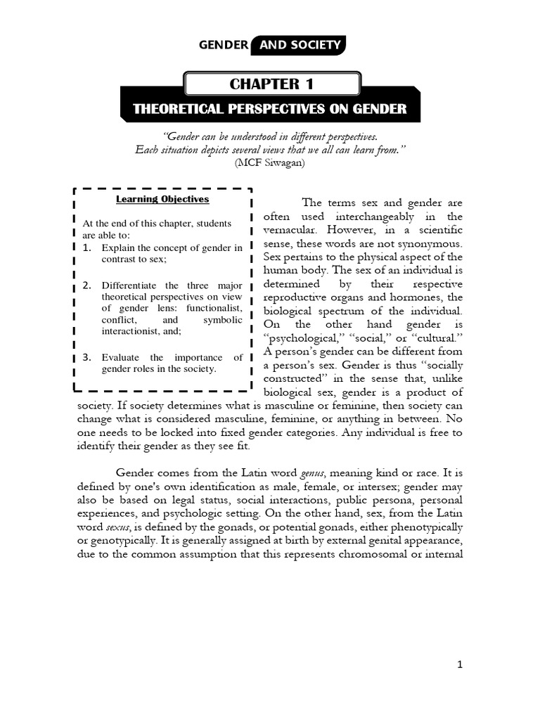 GENDER AND SOCIETY BOOK 1 122157828aaaaab | PDF | Id | Gender