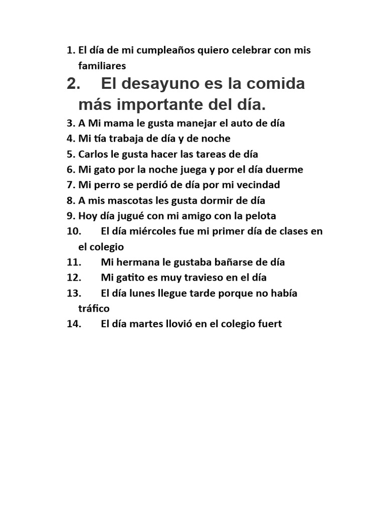 El Día de Mi Cumpleaños Quiero Celebrar Con Mis Familiares | PDF