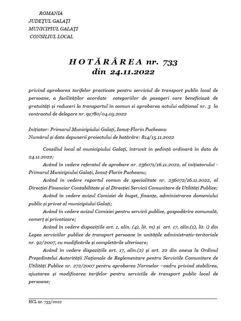 Hotarare Consiliu Local | PDF