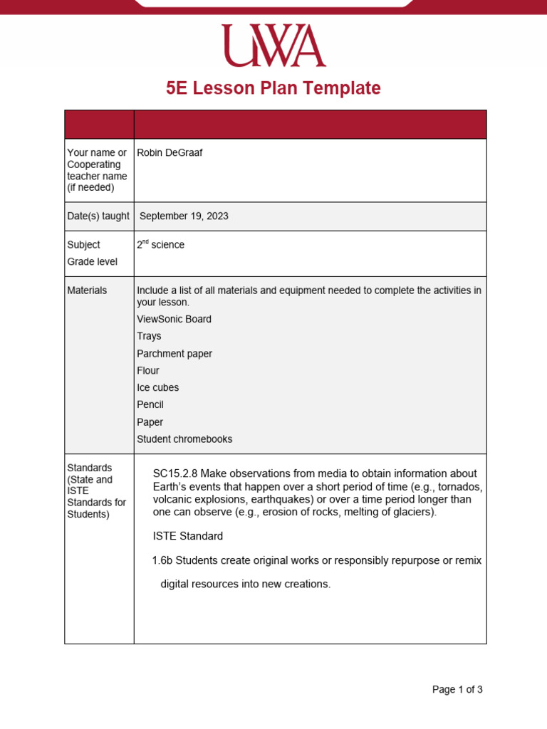 Sexton Ed508-5e-Lesson-Plan | PDF | Science Education | Learning