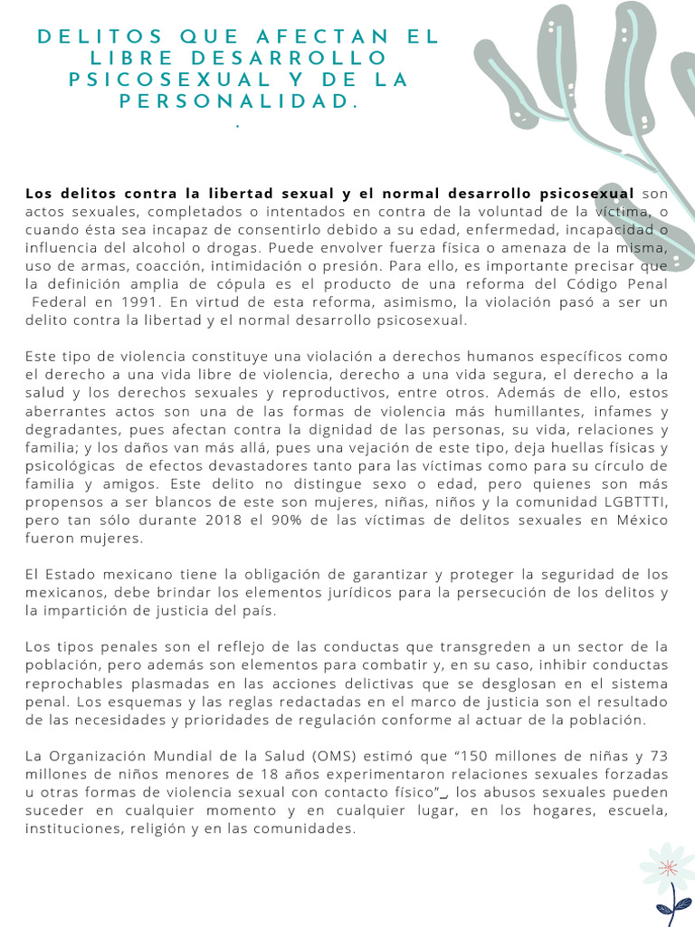 Delitos Que Afectan El Libre Desarrollo Psicosexual y de La ... Delitos Que Afectan El Libre Desarrollo Psicosexual y de La ...
