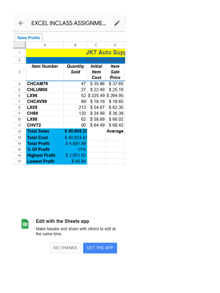 EXCEL INCLASS ASSIGNMENT #4 - Google Drive | PDF