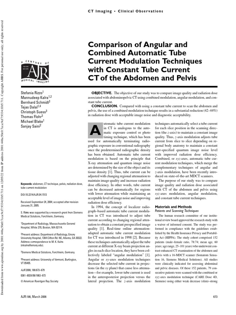 Comparison of Angular and Combined Automatic Tube Current Modulation ...
