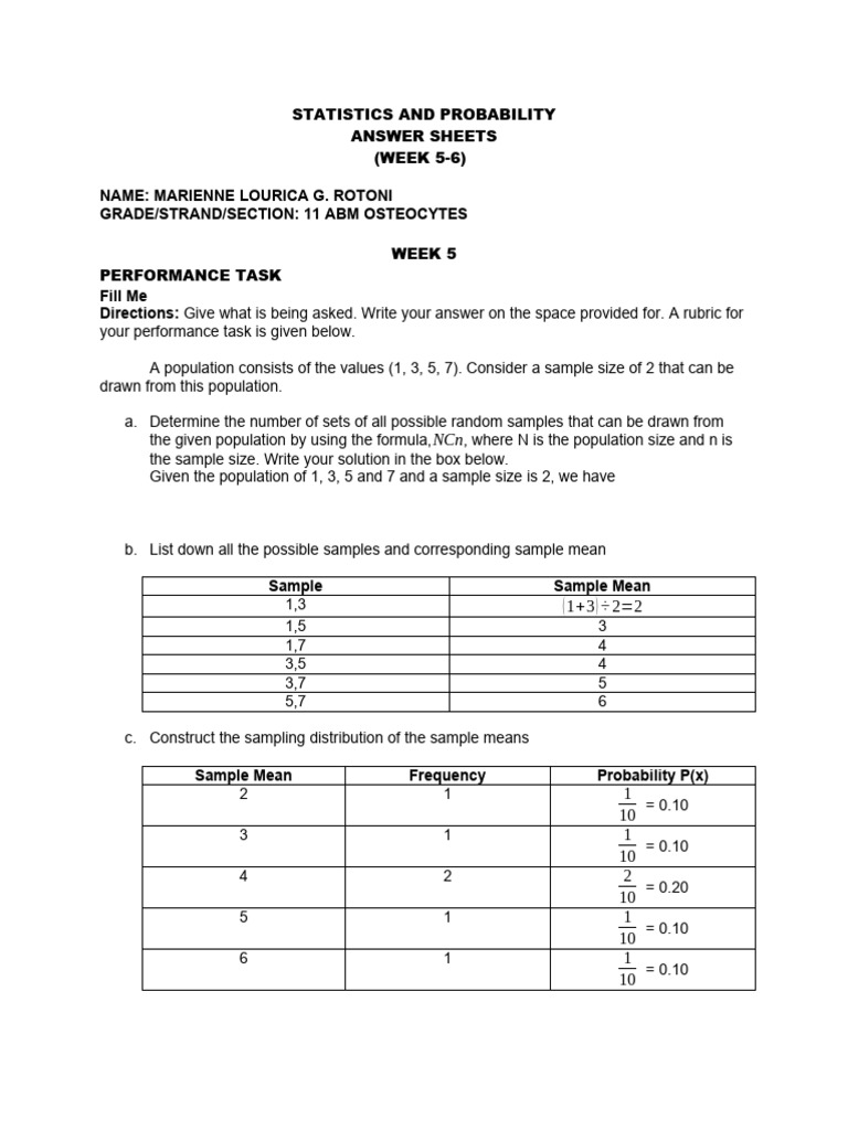 Statistics and Probability W5-6 | PDF | Variance | Standard Error