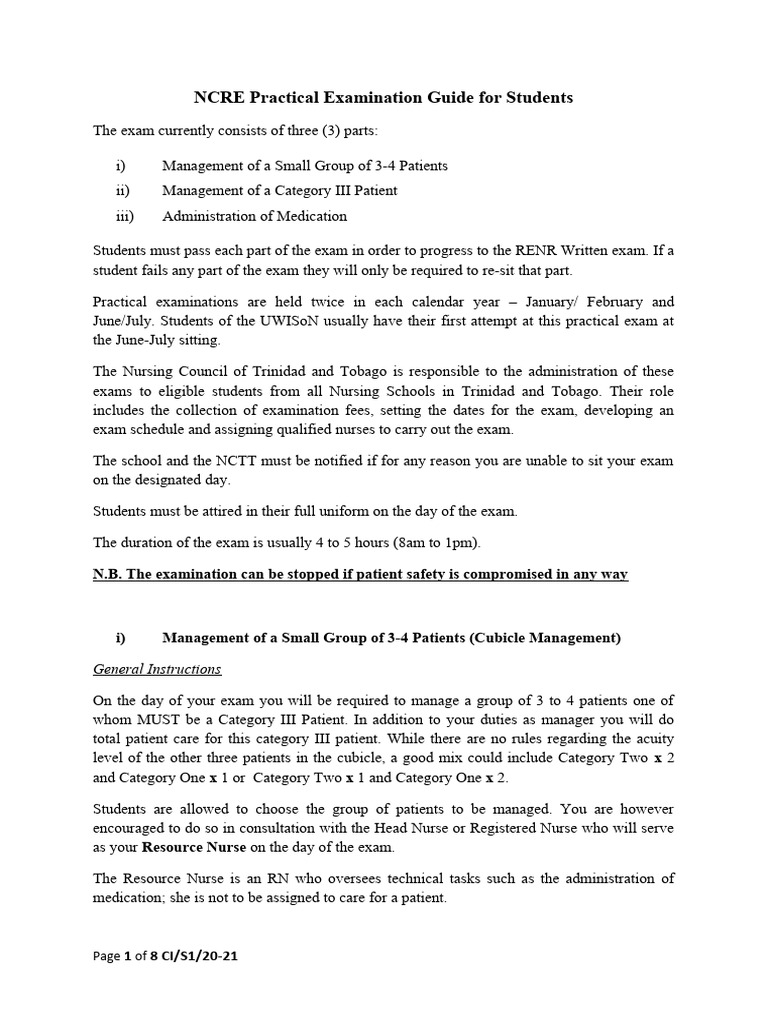 NCRE Nursing Practical Exam Guide 2024 | PDF | Nursing | Medical Diagnosis