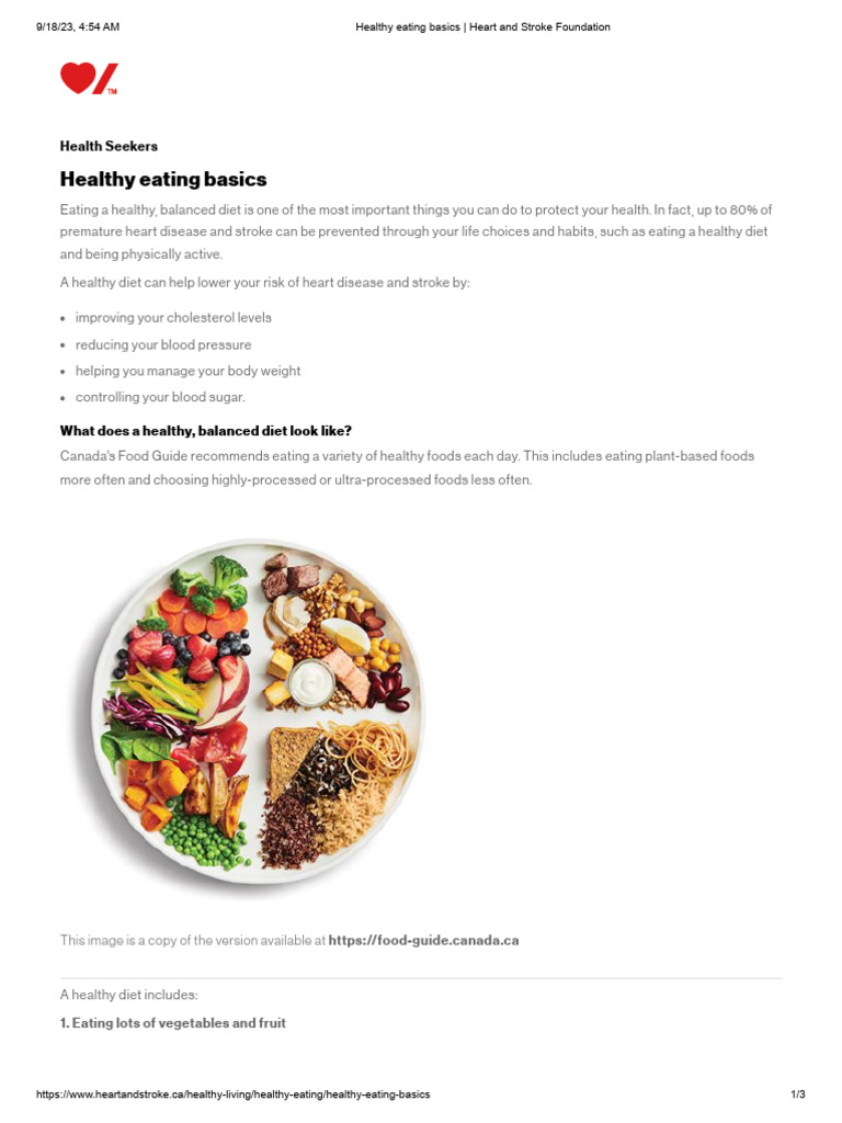 Healthy Eating Basics - Heart and Stroke Foundation | PDF | Healthy Diet | Foods
