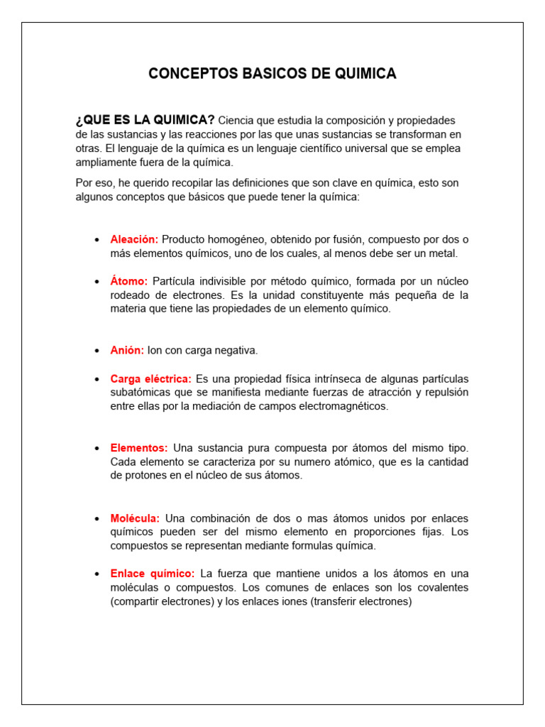 Conceptos Basicos de Quimica | PDF | Química | Moléculas