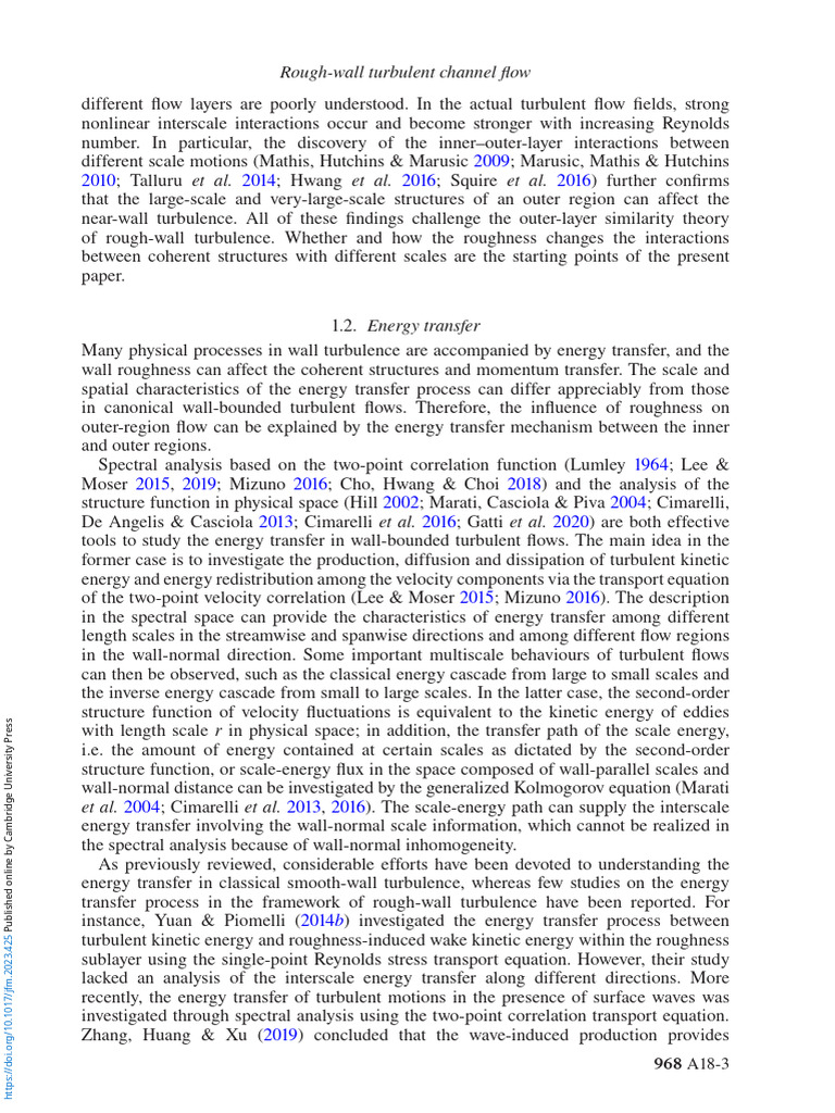 Outer Layer Similarity and Energy Transfer in A Rough Wall Turbulent Channel Flow 3 | PDF ...