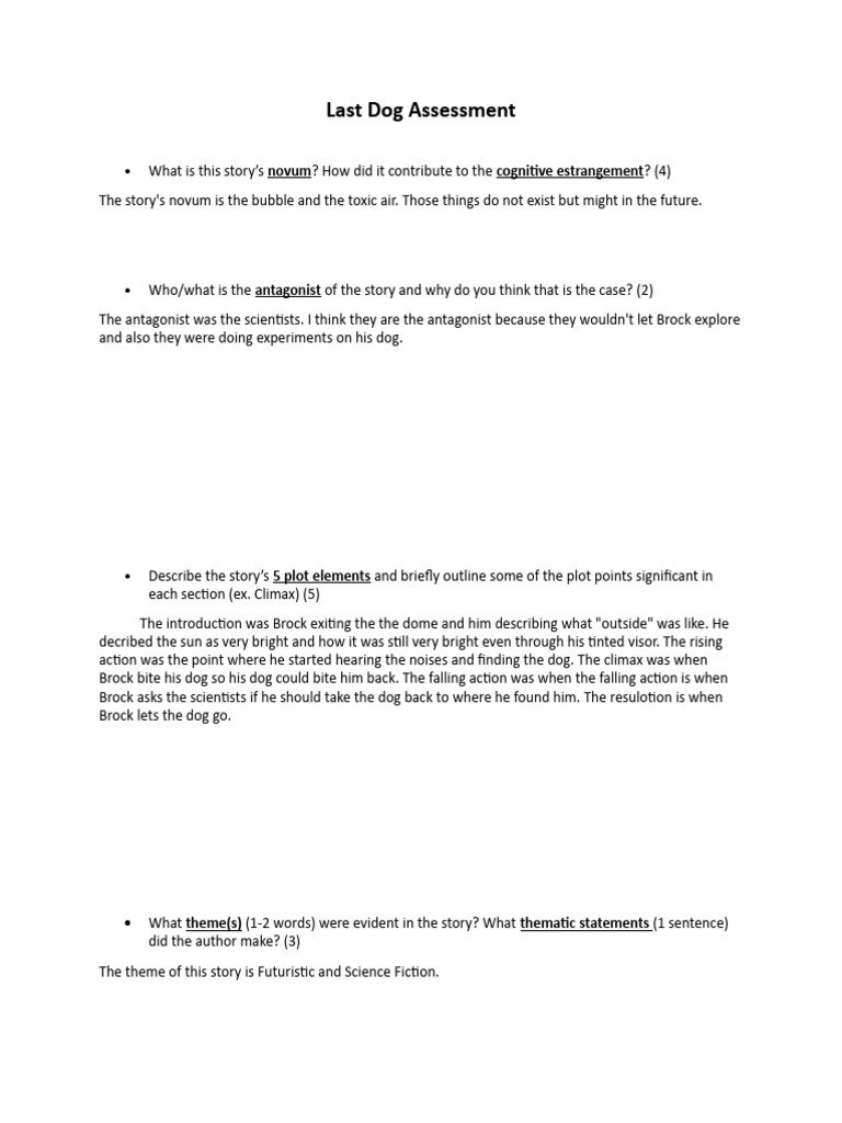 Themes in "The Last Dog" Analysis | PDF | Cognition | Cognitive Science