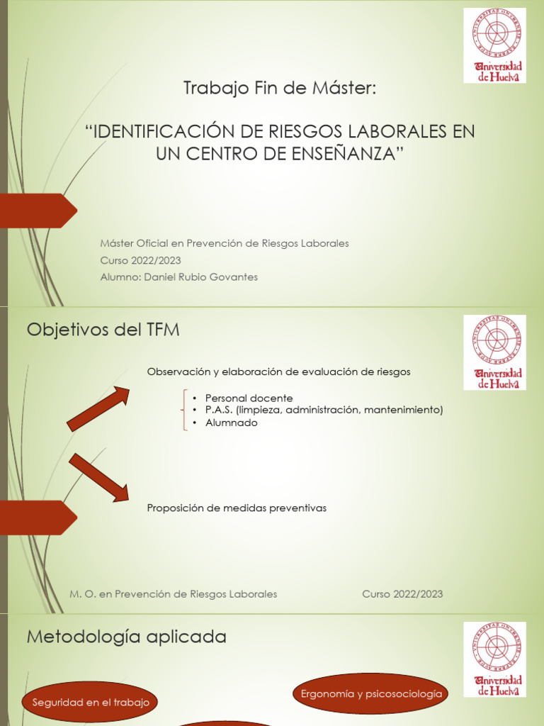 Presentación TFM | PDF | Seguridad y salud ocupacional | La seguridad