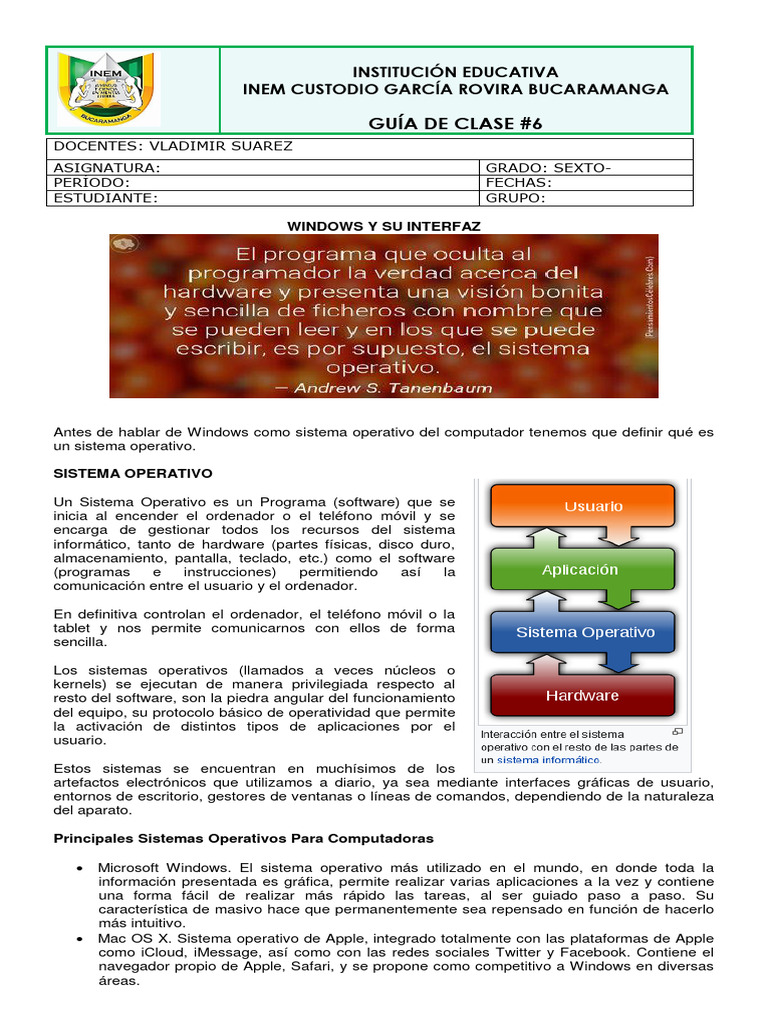 Windows y Su Interfaz | PDF | Sistema operativo | Interfaces gráficas ...