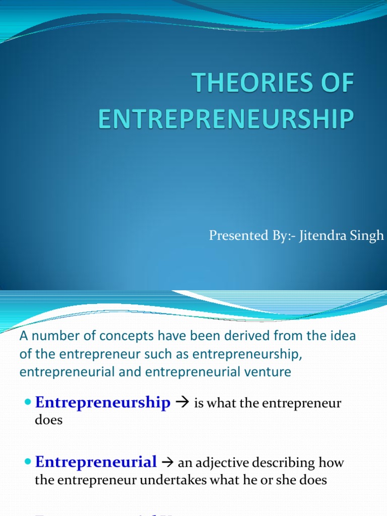 Theories of Entrepreneurship | PDF