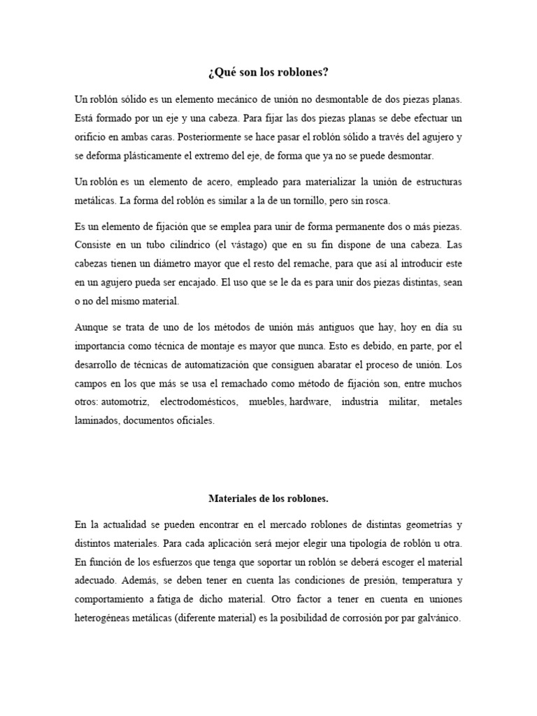 Guía Completa sobre Roblones Sólidos | PDF | Remache | Ciencias fisicas