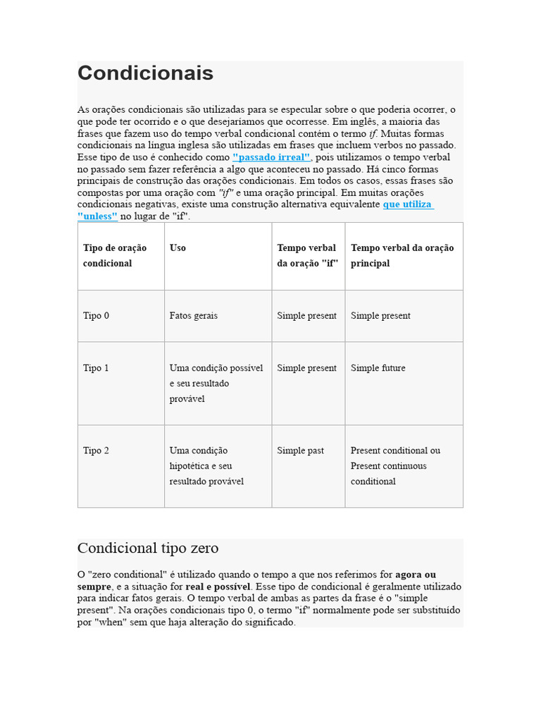 Condicionais Atualizado | PDF | Gramática | Linguística