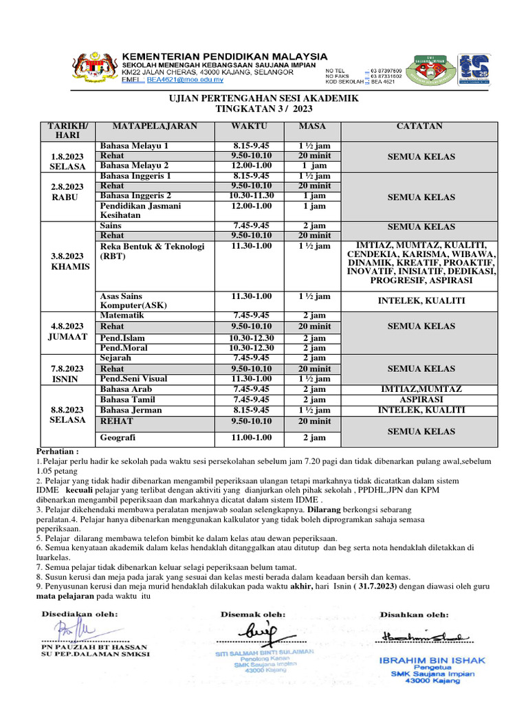 Jadual Upsa T3 2023 | PDF