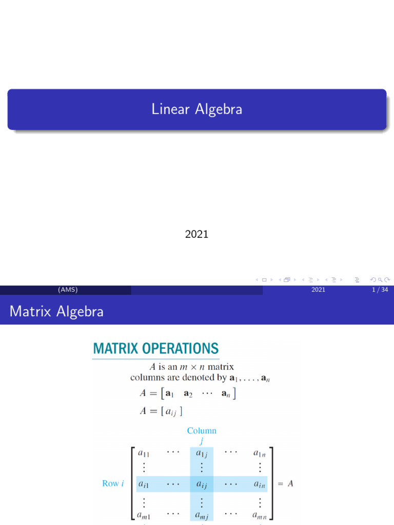 LA Slides Chap2 MatrixAlgebra | PDF