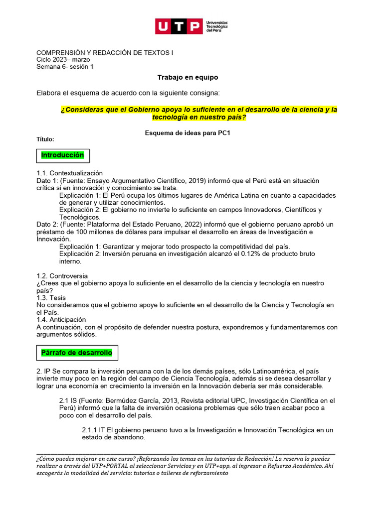 Esquema para PC1 | PDF | Perú | Innovación
