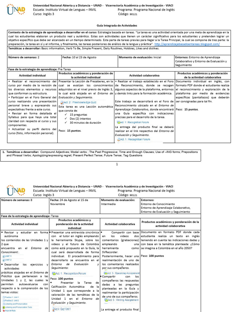 Guia Integradora Ingles 3 16-2 | PDF | Plagio | Evaluación