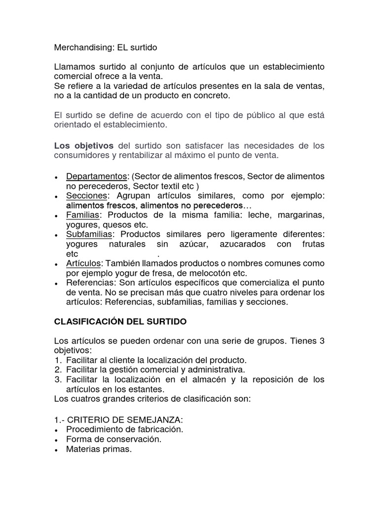 Estrategias de Merchandising de Surtido | PDF | Alimentos ...