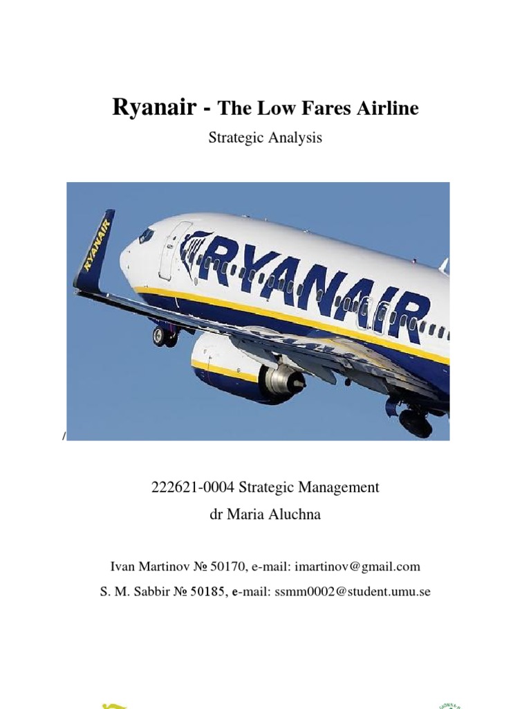 Strategic Management - Ryanair | PDF | Low Cost Carrier | Airlines