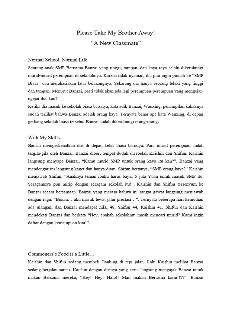 Literasi Pls Take My Brother Away | PDF