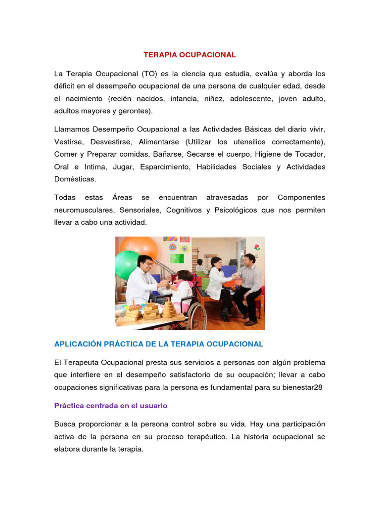 Terapia Ocupacional | PDF | Terapia ocupacional | Ciencias del ...