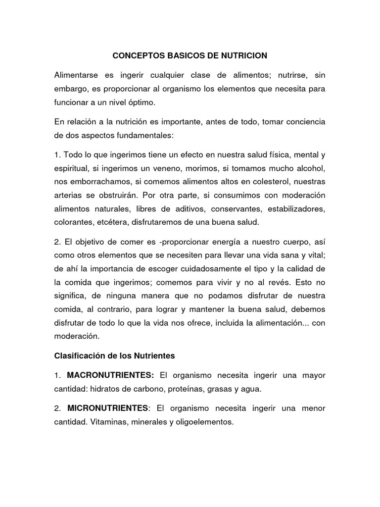 Conceptos Basicos de Nutricion | PDF | Alimentos | Nutrición