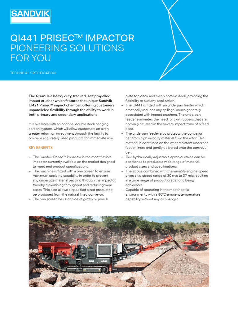 Sandvik QI441 Prisec Impact Crusher Specs | PDF | Computers