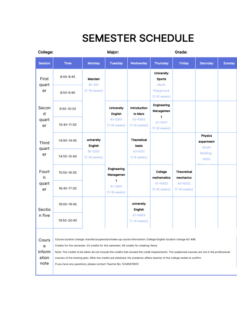 Semester Schedule | PDF | Academic Term