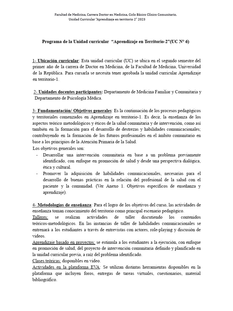 Programa UC 6-Aprendizaje en Territorio 2 - 2023 | PDF | Crecimiento personal y profesional ...