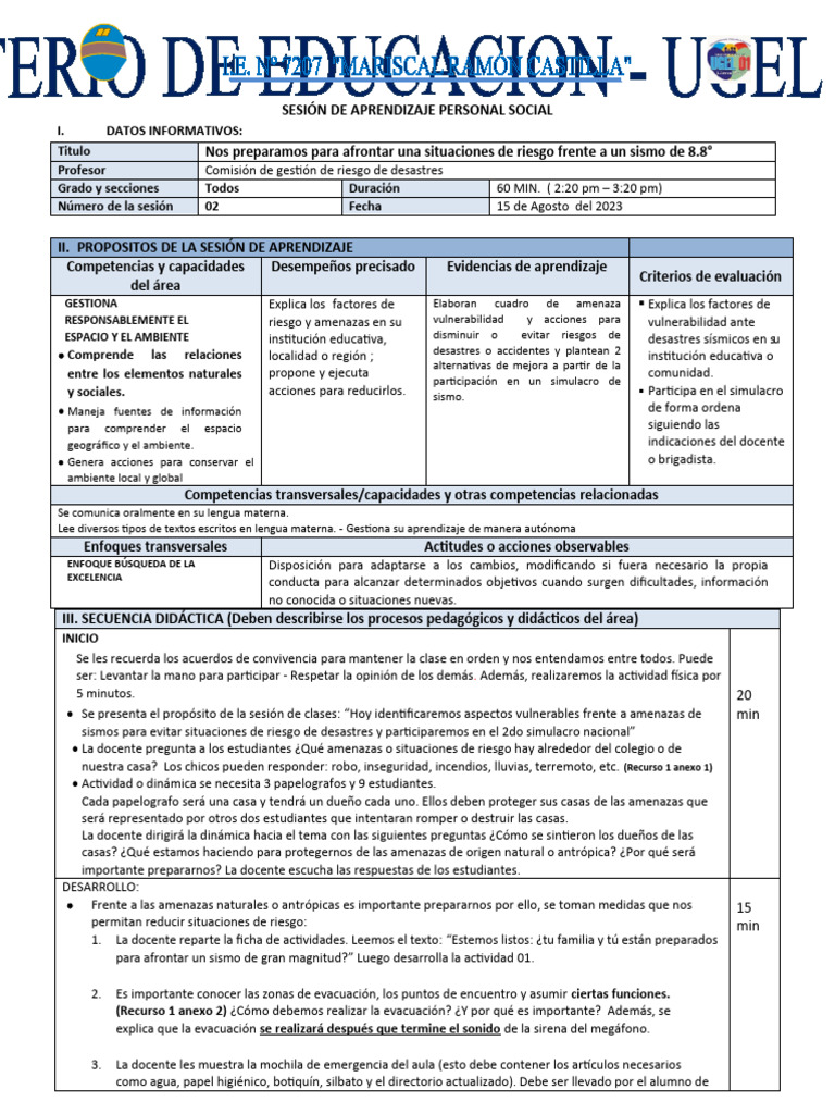 Sesión 2do Simulacro-1 | PDF | Riesgo | Aprendizaje