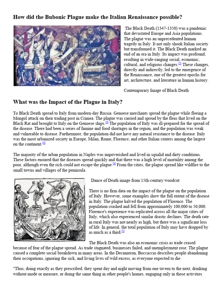 Article How Did The Bubonic Plague Make The Italian Renaissance ...