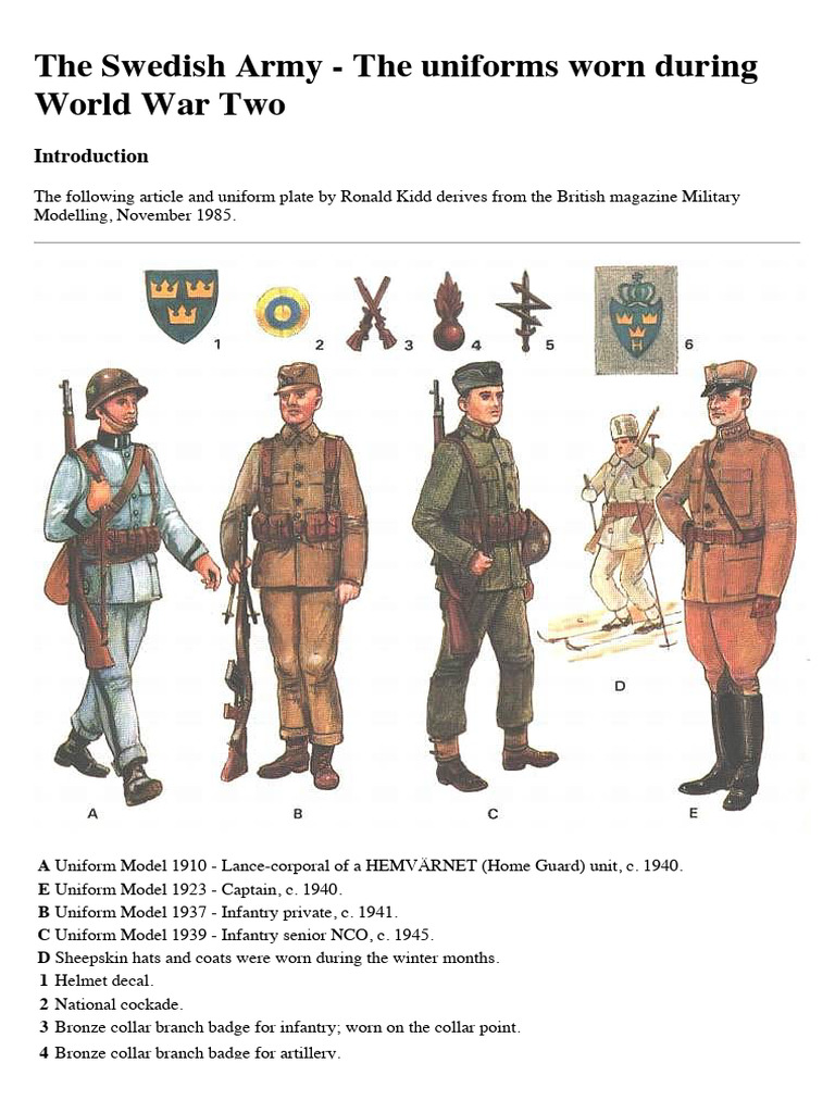 The Swedish Army The Uniforms Worn During World War Two | PDF | Sweden ...