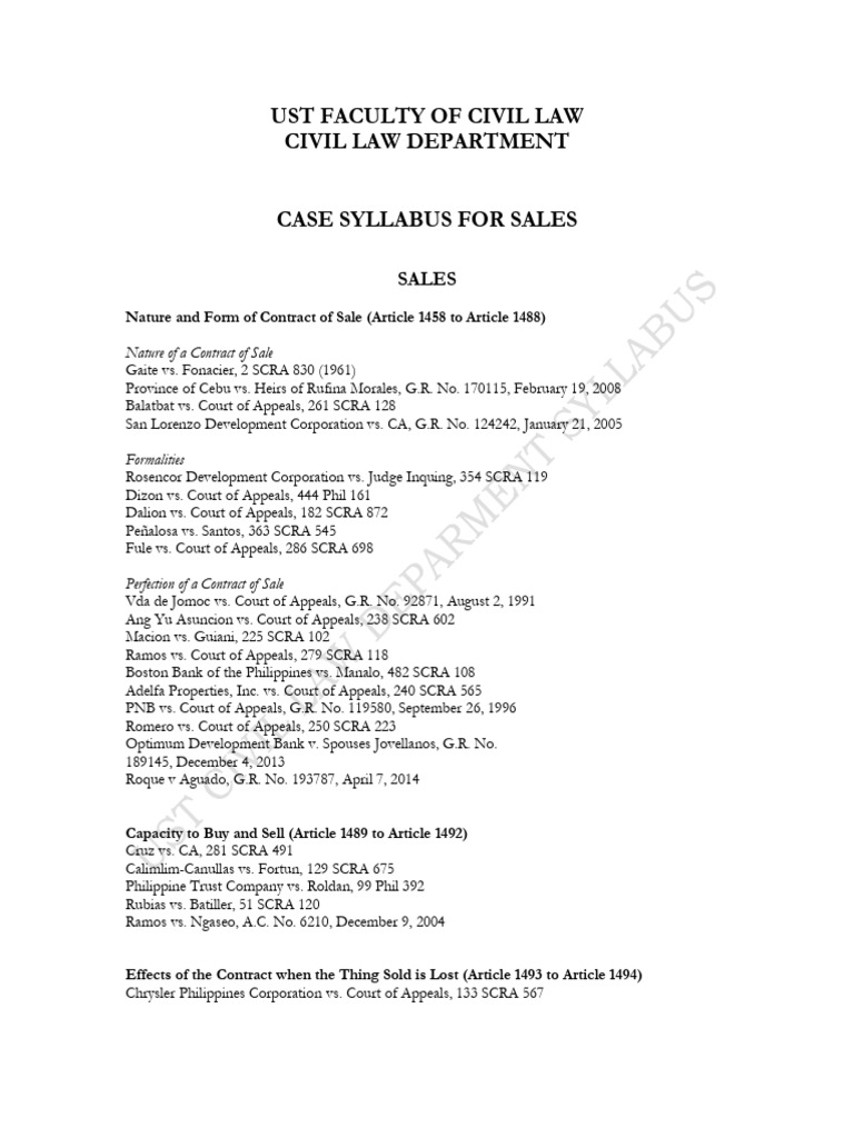 JD502A Sales Syllabus | PDF | Business Law | Legal Concepts