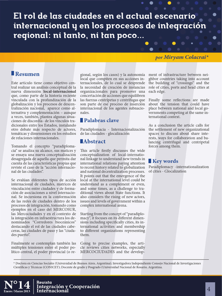 S9 - Colacrai-Rol Ciudades-Escenario-Internacional | PDF | Naciones ...