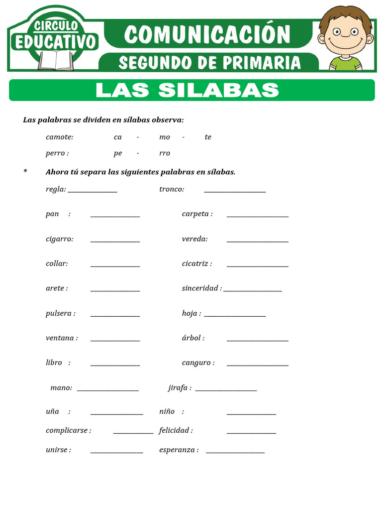 Ejercicios de separación de sílabas 2° grado | PDF | Sílaba | Fonología