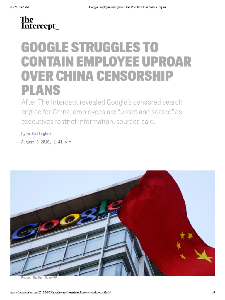 Google Employees Protest Censored China Search | PDF | Computers