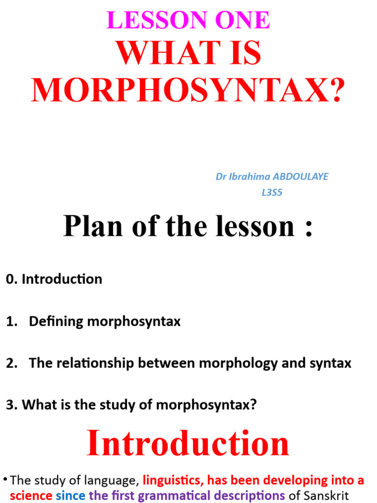 Lesson 1 What Is Morphosyntax 2022 | Download Free PDF | Morphology (Linguistics) | Word