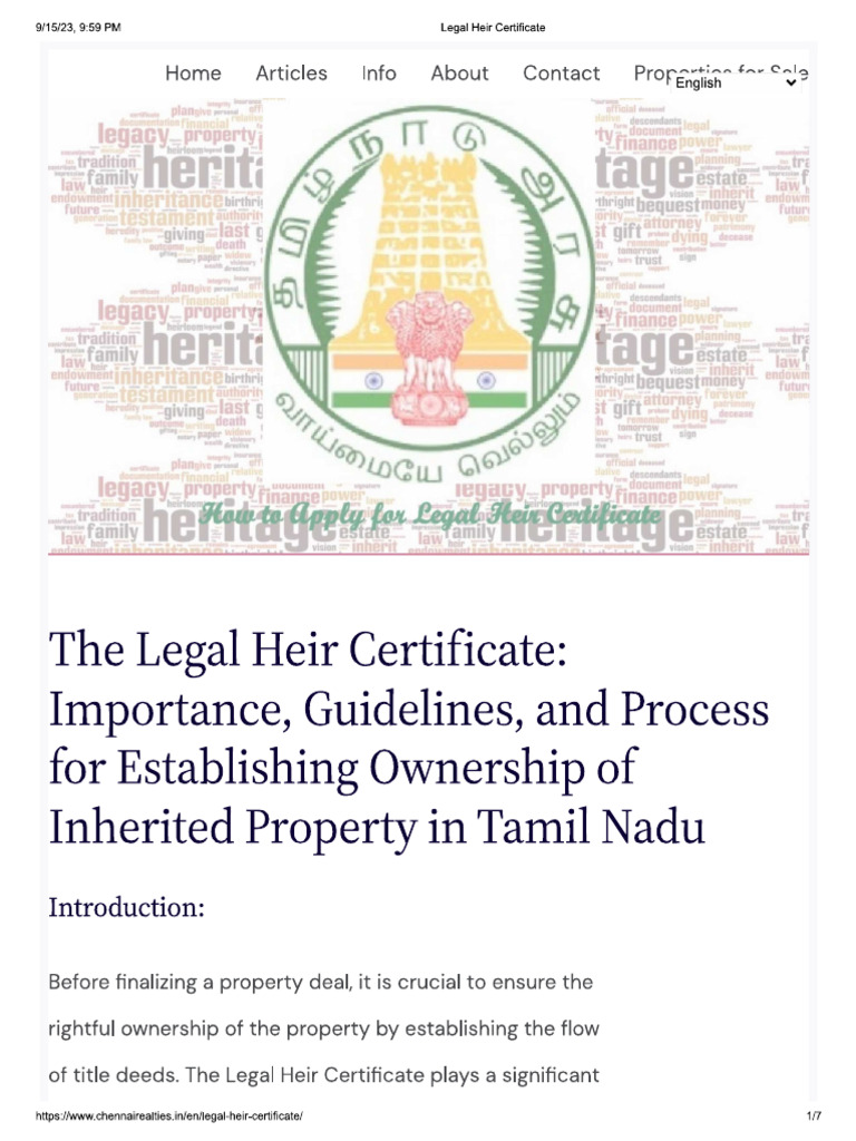 Legal Heir Certificate in TN | PDF