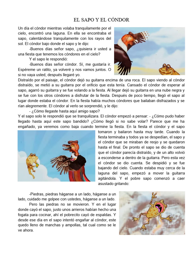 El Sapo y El Cóndor - Cuento Tradicional | PDF