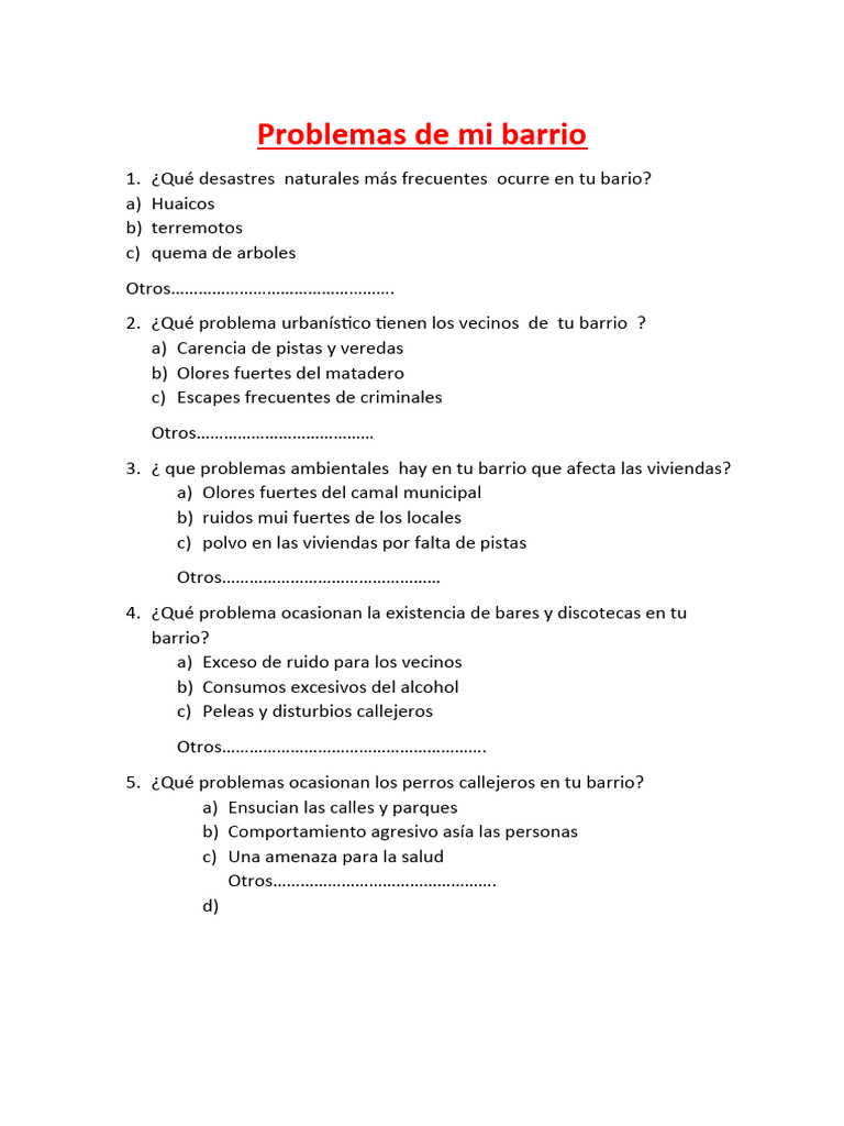 Problemas de Mi Barrio | PDF