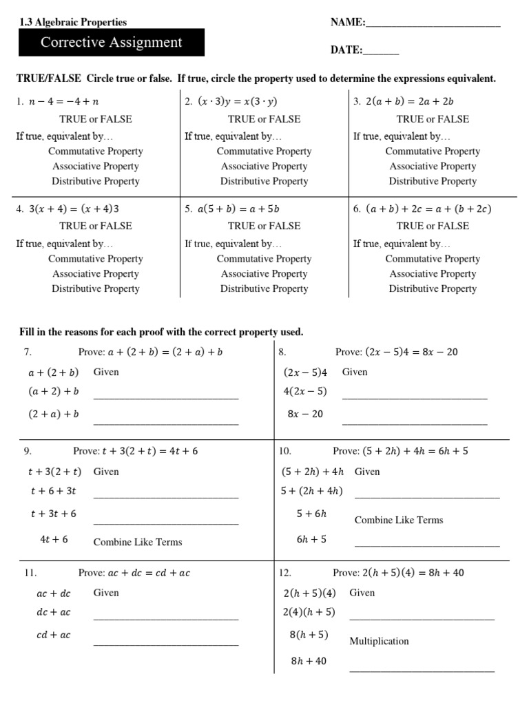 Alg 1.3 Ca | PDF | Algebra | Logic
