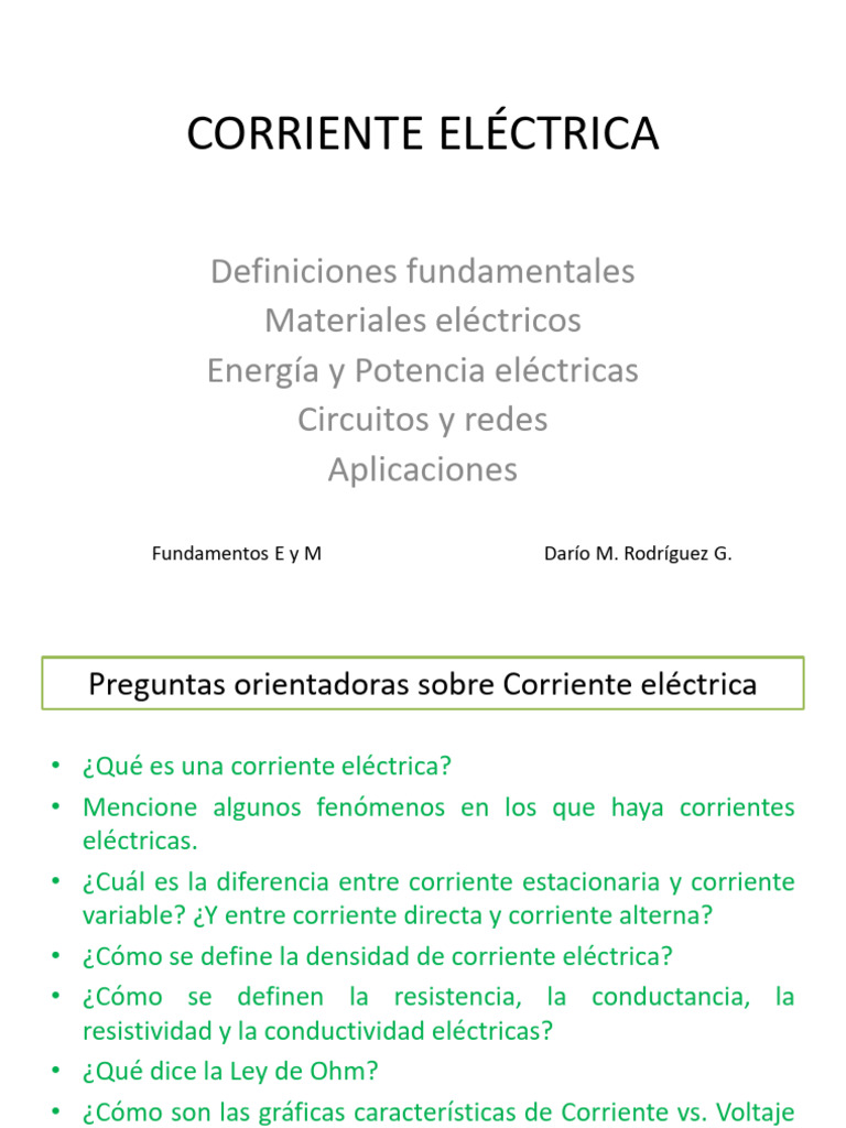 Clase Corriente Eléctrica | PDF | Corriente eléctrica | Ingenieria Eléctrica