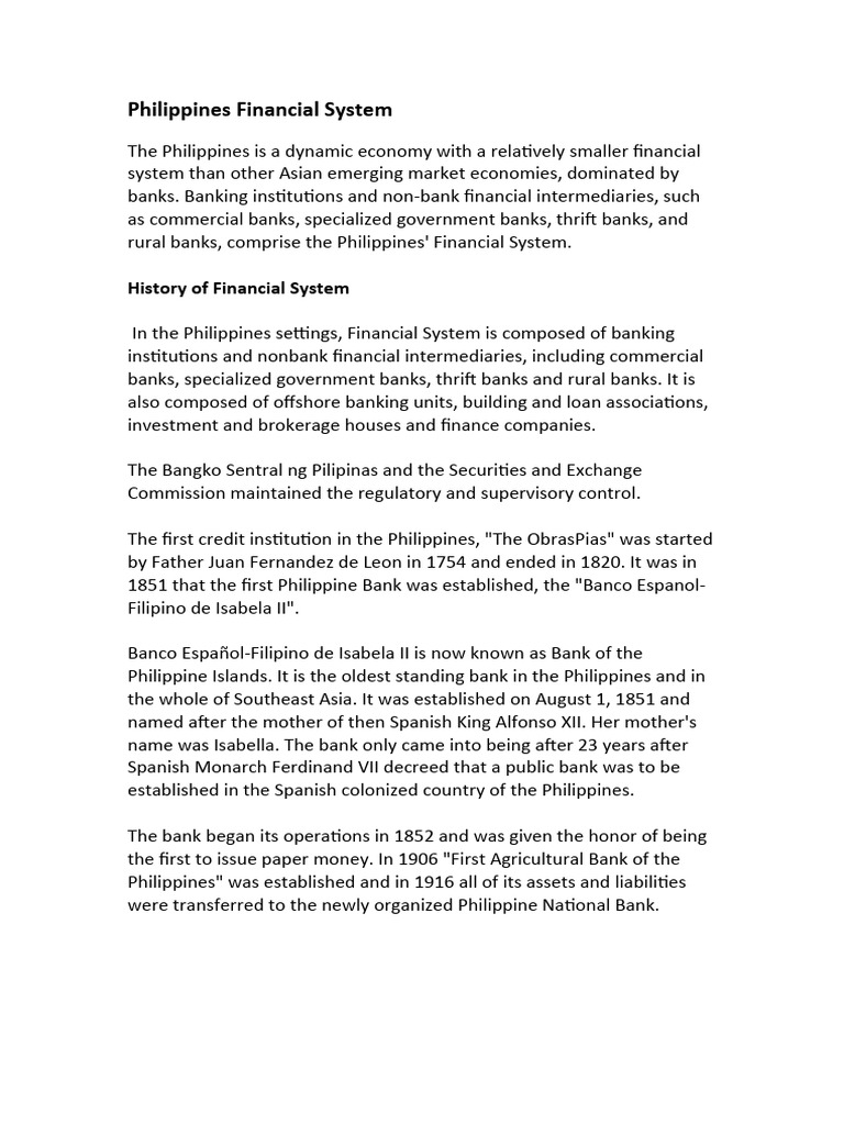 Philippines Financial System | Download Free PDF | Banks | Insurance