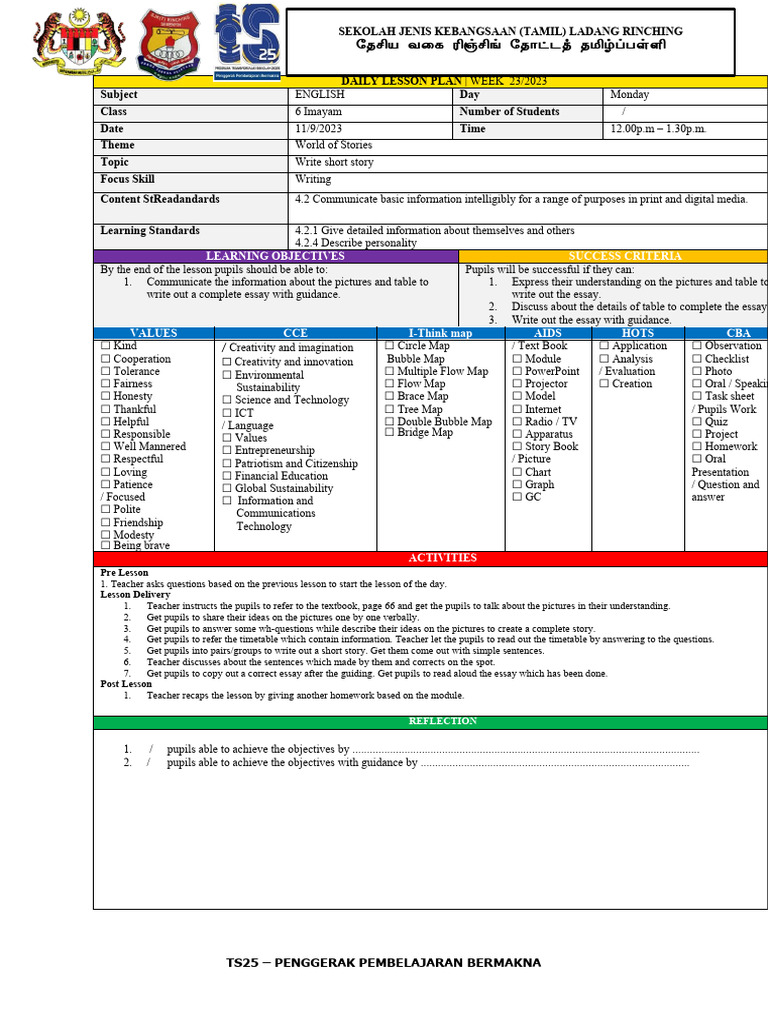 TAPAK eRPH ENGLISH SJK TAHUN 6 3.11.2022 | PDF | Essays | Information