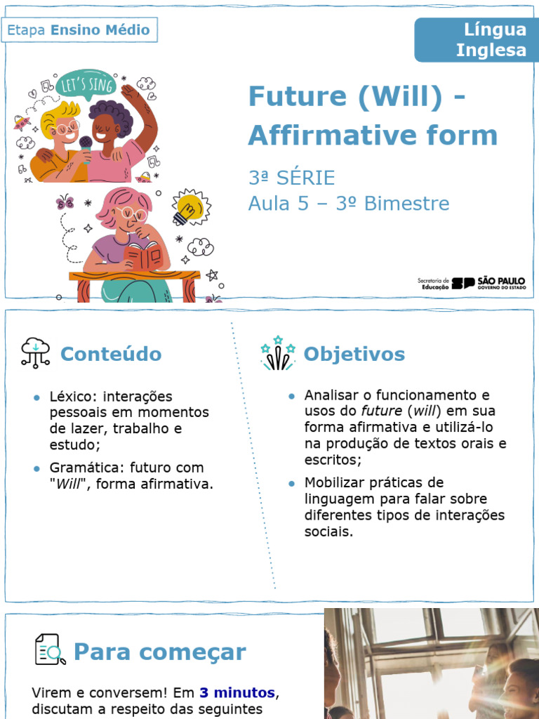 Future (Will) - Affirmative Form: 3 Série Aula 5 - 3 Bimestre ...