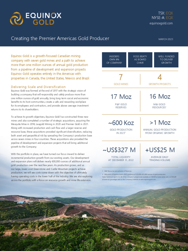 Equinox Gold Fact Sheet | Download Free PDF | Mining | Equity (Finance)