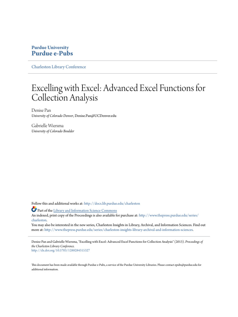 Excelling_with_Excel_Advanced_Excel_Functions | PDF | Microsoft Excel ...
